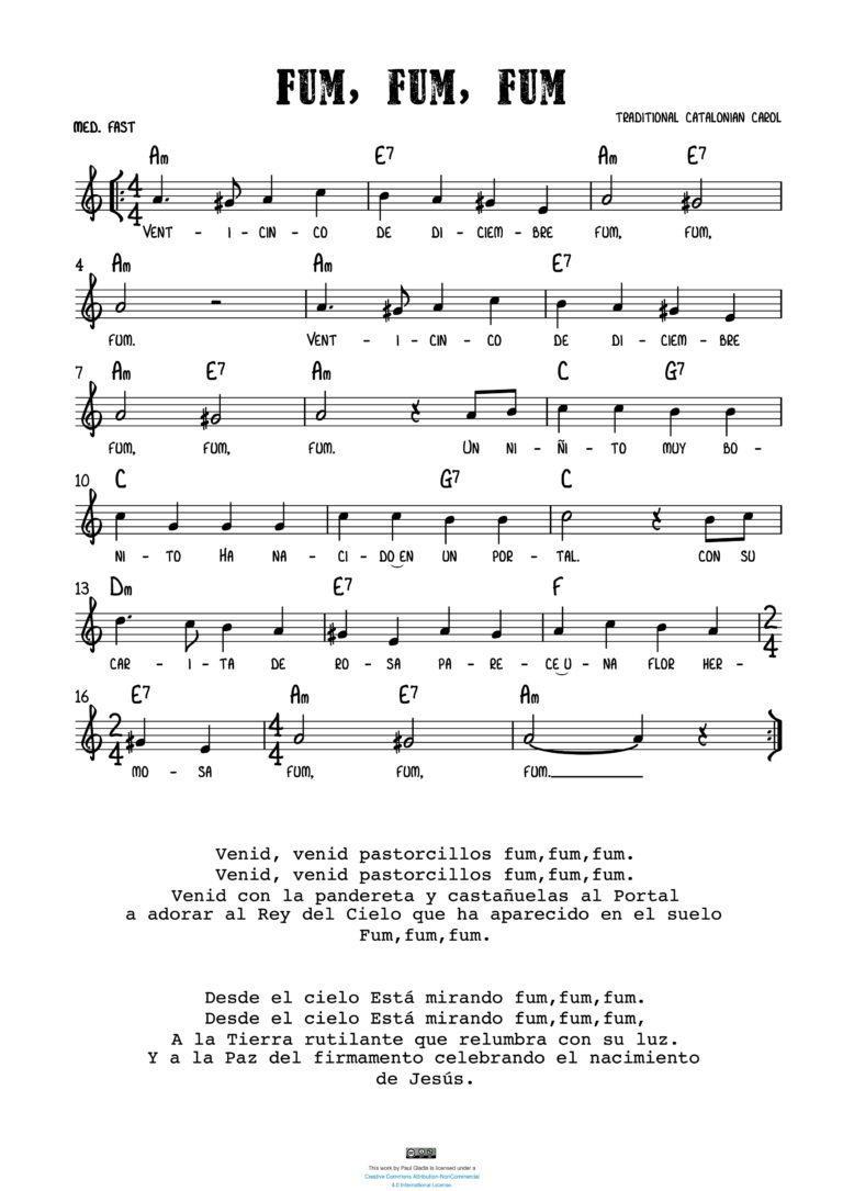 Fum, Fum, Fum – Sheet Music Transcriptions by Paul Gladis